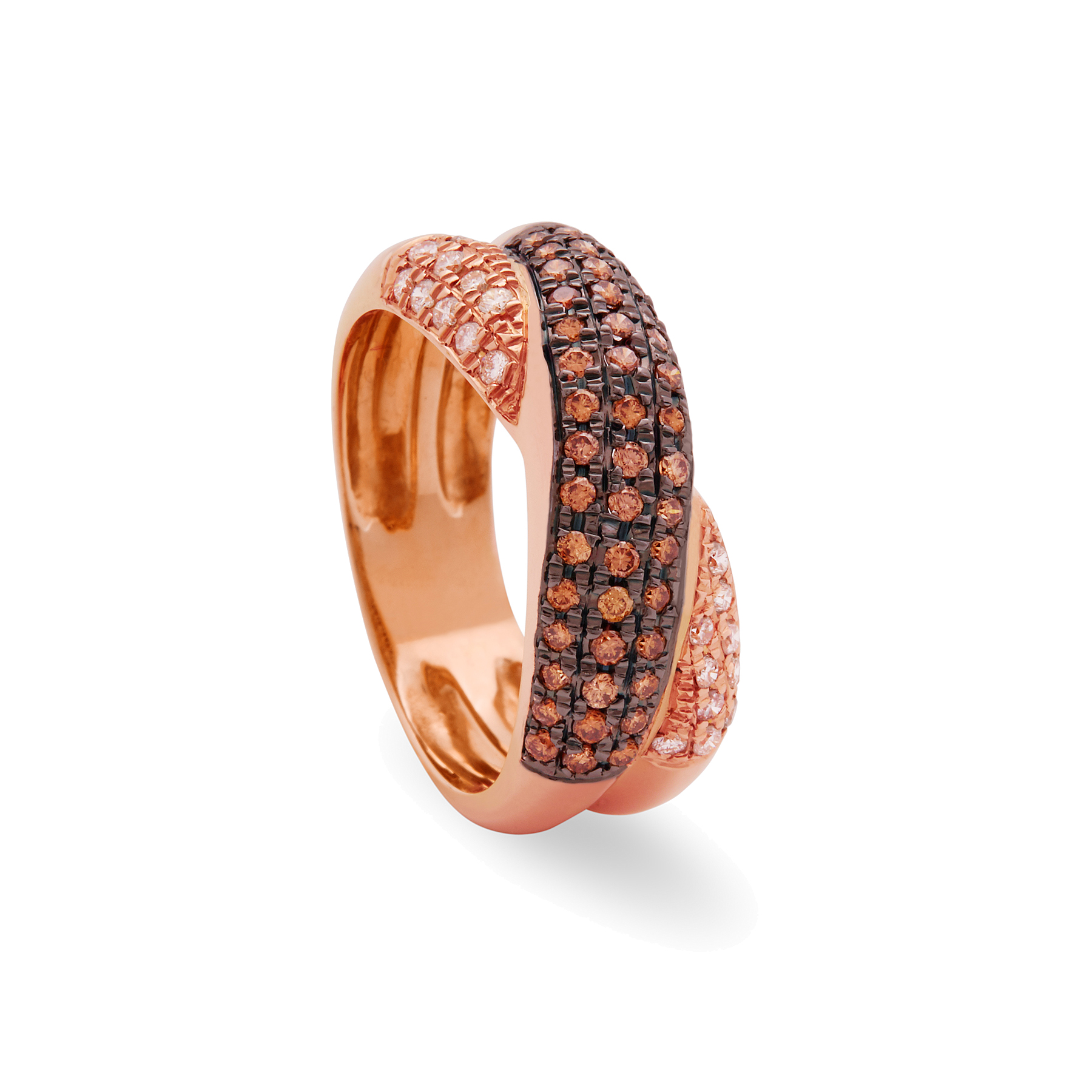 Anillo de oro rosa, diamantes y diamantes brown - Eugenio Lumbreras